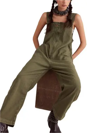 Free People Jude Denim Overalls - Verdant