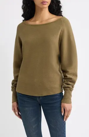 Free People Jess One-shoulder Thermal Top - Beech Leaves