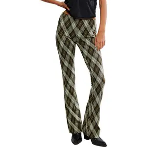 Free People Chloe Plaid Flare Leg Knit Pants