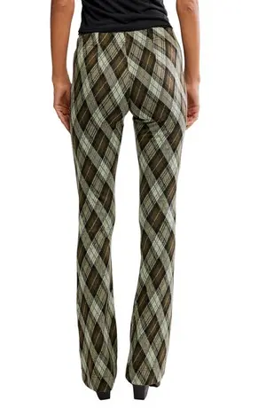 Free People Chloe Plaid Flare Leg Knit Pants