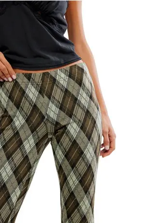 Free People Chloe Plaid Flare Leg Knit Pants