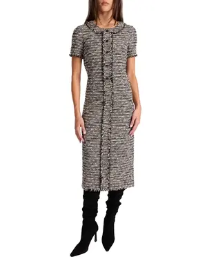 Santorelli Cass Midi Modern Tweed Sheath Dress