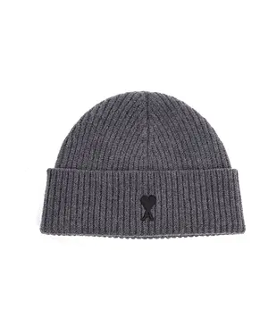 Ami Wool Logo Beanie Heather Gray