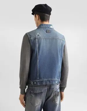 Dolce & Gabbana Sleeveless Cotton Denim Jacket - Multicolor