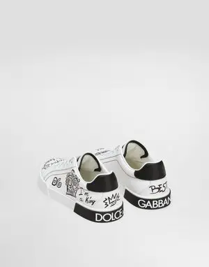 Dolce & Gabbana Printed Calfskin Portofino Light Sneakers - Multicolor