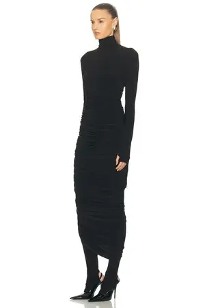 Norma Kamali Long Sleeve Turtleneck Strapless Diana Gown