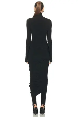 Norma Kamali Long Sleeve Turtleneck Strapless Diana Gown