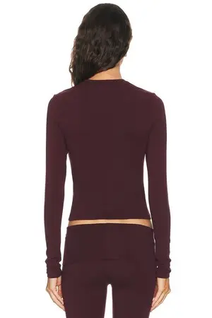 SKIMS Cotton Jersey Long Sleeve T-shirt - Currant
