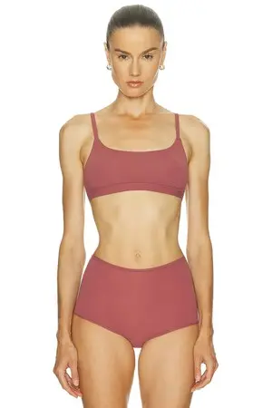 SKIMS Fits Everybody Scoop Bralette In Chocolate - Beet