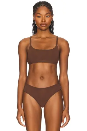 SKIMS Fits Everybody Scoop Bralette In Chocolate - Cocoa