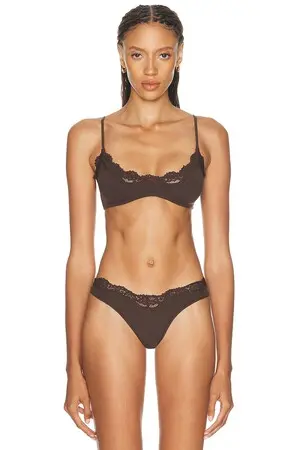 SKIMS Skims Fits Everybody Lace Scoop Bralette In Pink Espresso