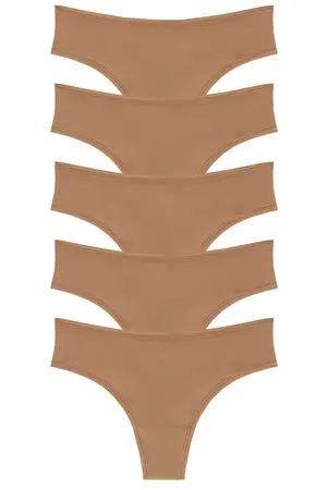 SKIMS Fits Everybody 5 Pack Thong In Neutral - Sienna
