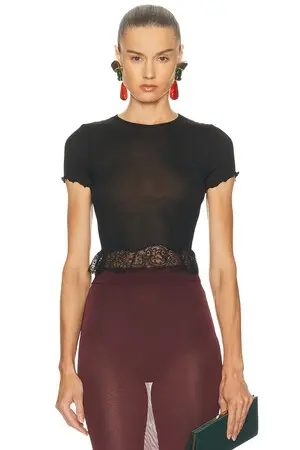 Saint Laurent Short Sleeve Top - Noir