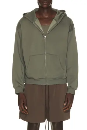 SKIMS Fleece Lounge Relaxed Zip Up Hoodie - Jungle
