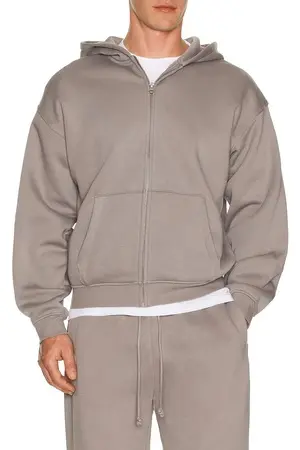 SKIMS Fleece Lounge Relaxed Zip Up Hoodie - Shadow
