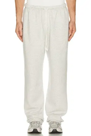 SKIMS Fleece Straight Leg Pant In Black - Light Heather Grey