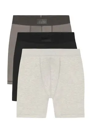 SKIMS 3 Pack Boxer Brief 5 In Grey - Heather Multi