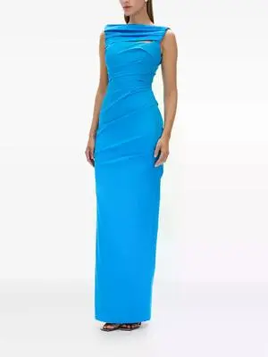 Rachel Gilbert Camille Cowl-neck Draped Gown