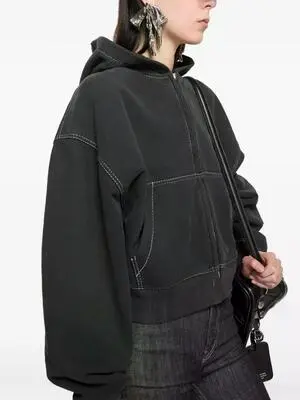 Acne Studios Contrast-Stitch Zip-Up Hoodie In Black - 40% Off