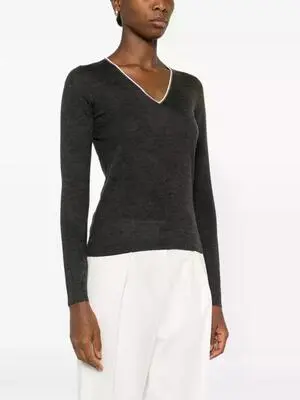 Brunello Cucinelli V-neck Embellished Sweater