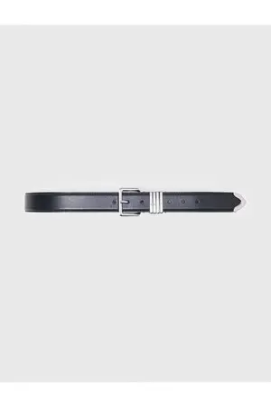Maje Leather Belt With Metal Buckle - Black