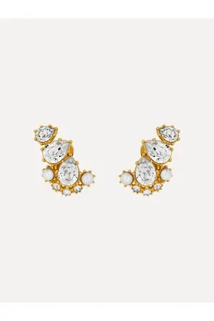 Oscar De La Renta Faceted Crystal Clip-on Earrings - Natural