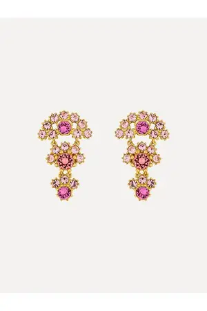 Oscar De La Renta Faceted Crystal Arch Drop Earrings - Gold