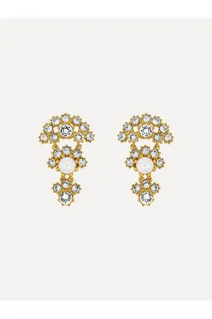 Oscar De La Renta Faceted Crystal Arch Drop Earrings - Gold