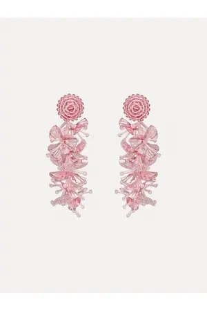 Oscar De La Renta Sequin Tassel Clip-on Earrings - Floral