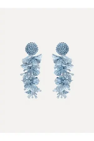 Oscar De La Renta Sequin Tassel Clip-on Earrings - Floral