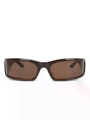 Balenciaga Bb-logo Rectangle Sunglasses - Brown