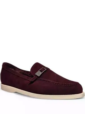 LE SILLA Crystal-buckle Suede Loafers