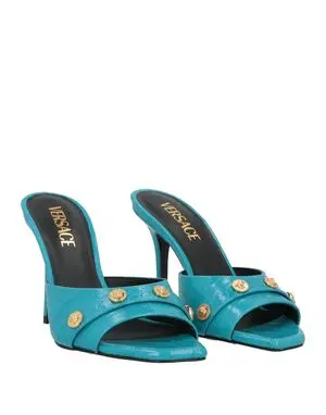 Versace Sandals In Calfskin With Studs And Crocodile Print