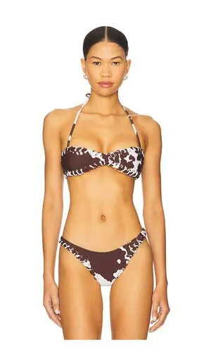 Miaou X Rio Bikini Top - White & Brown