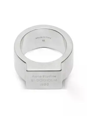 Acne Studios Rectangular Logo Signet Ring - Silver