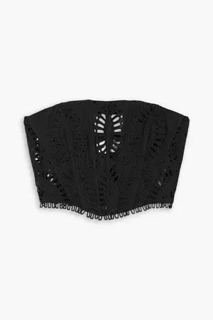 Charo Ruiz Ibiza Strapless Broderie Anglaise Bustier Top - Black