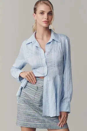 Maeve Waisted Buttondown Tunic - Powder Periwinkle