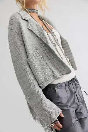 UNDERSTATED LEATHER Cropped Rodeo Trench Knit Cardigan