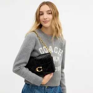 COACH Chain Tabby Shoulder Bag With Quilting - Brass/black