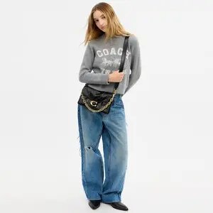 COACH Chain Tabby Shoulder Bag With Quilting - Brass/black
