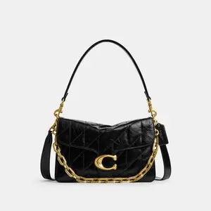 COACH Quilted Chain Tabby Shoulder Bag - Brass/black