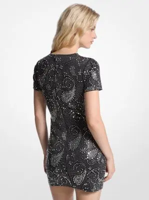 Studded Paisley Mini Dress