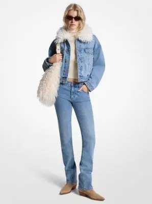 Michael Kors Faux Fur Collar Denim Jacket