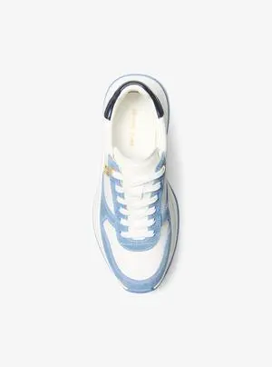 Michael Kors Arla Leather And Suede Trainers - Blue