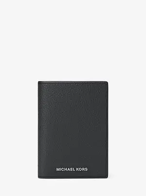 Michael Kors Hudson Pebbled Leather Folio Card Case - Black