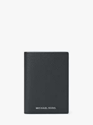 Michael Kors Hudson Pebbled Leather Folio Card Case - Black