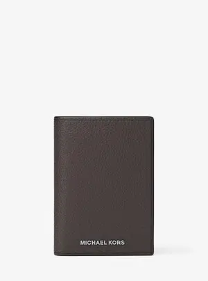 Michael Kors Hudson Pebbled Leather Folio Card Case - Brown