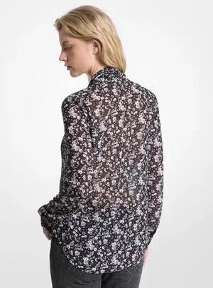 Michael Kors Floral Print Tie-neck Blouse