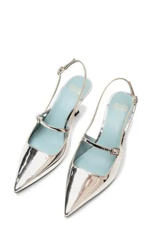 FRANCES VALENTINE Vivi Pointed Toe Slingback Pump - Silver