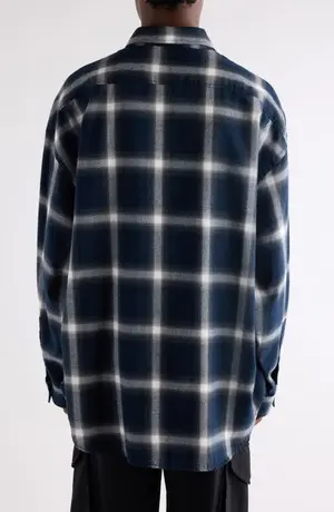 Acne Studios Setar Shadow Check Long Sleeve Flannel Button-up Shirt